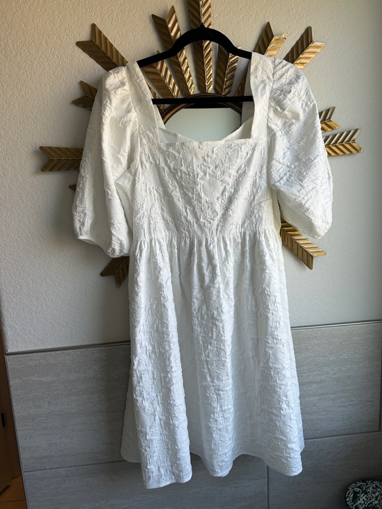 Versona | Dresses | Versona White Puff Sleeve Midi Dress With ...